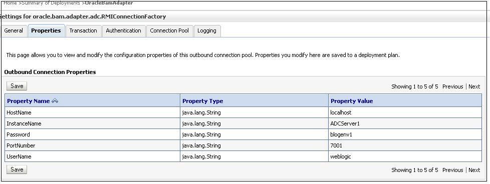 Creating Oracle BAM Adapter connection factories through WLST script in Oracle SOA Suite
