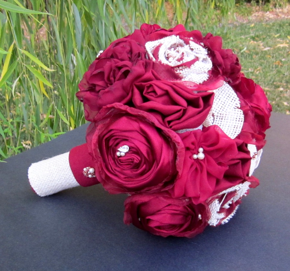 Emily Rose Blossoms: Rustic Fabric Flower Bouquet