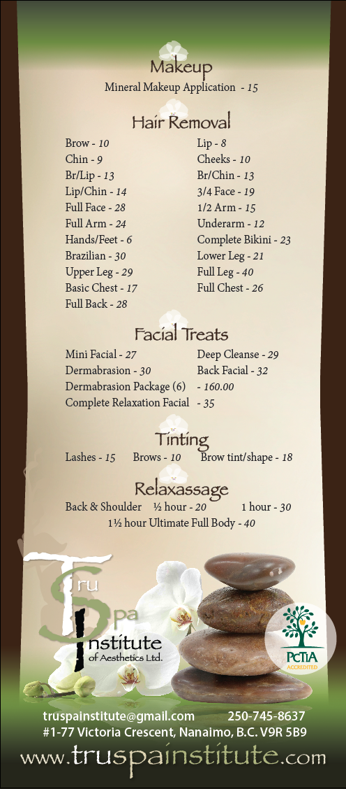 Jenneson Creatives Design: Spa Menu Cards