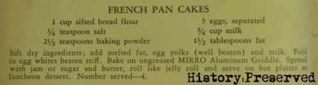 Historical Recipe: French Pan Cakes