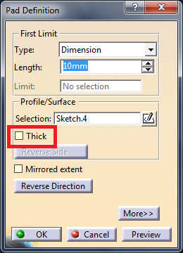 CATIA V5: Extrusion of a self intersecting/open profile