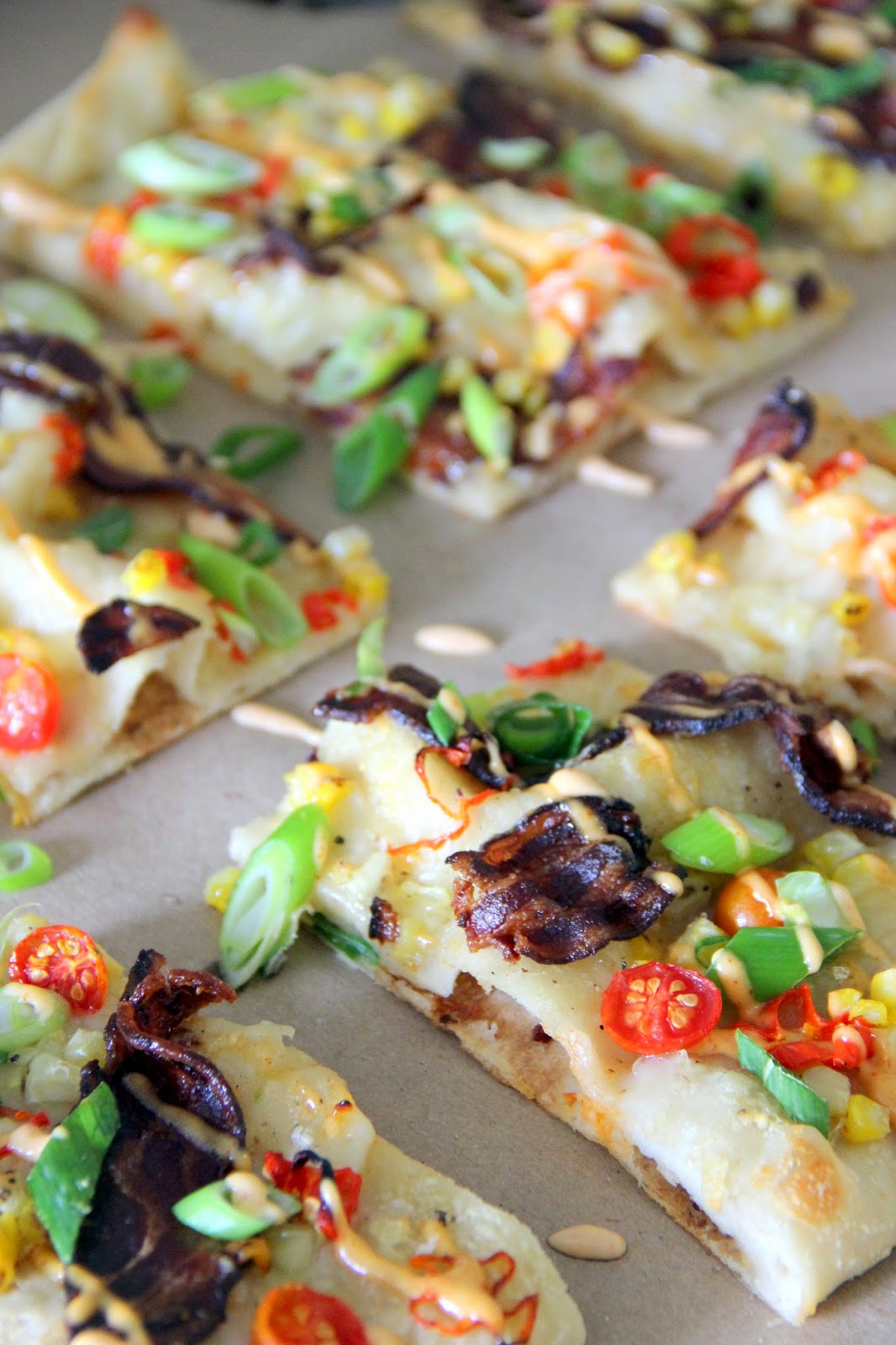 The Owl with the Goblet: Cheesy Bacon Corn and Chili Flatbread ...