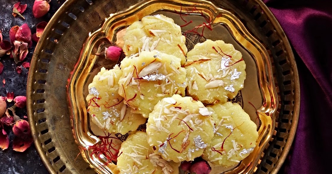 Kesar Khoya Badam Barfi | Saffron Almond Fudge