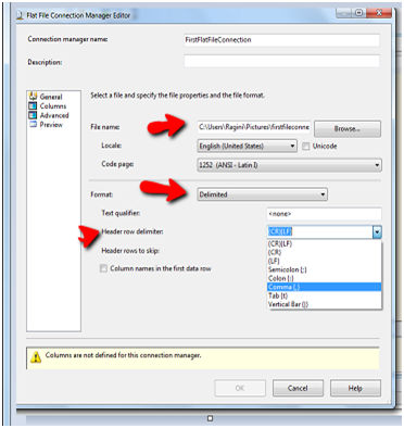 SQL Server SSIS package: SSIS : Quick view on Flat File Connection