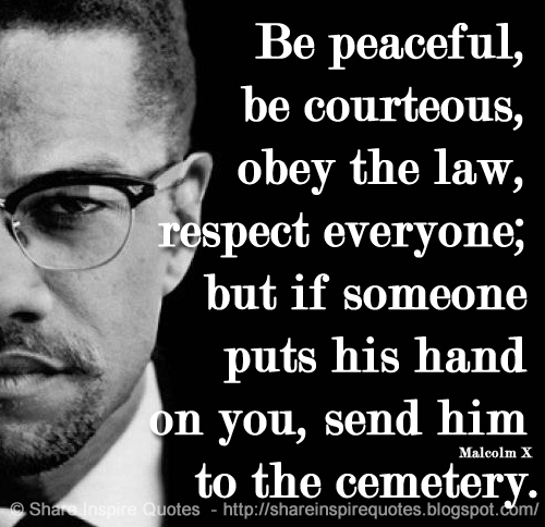 Be peaceful, be courteous, obey the law, respect everyone; but if ...