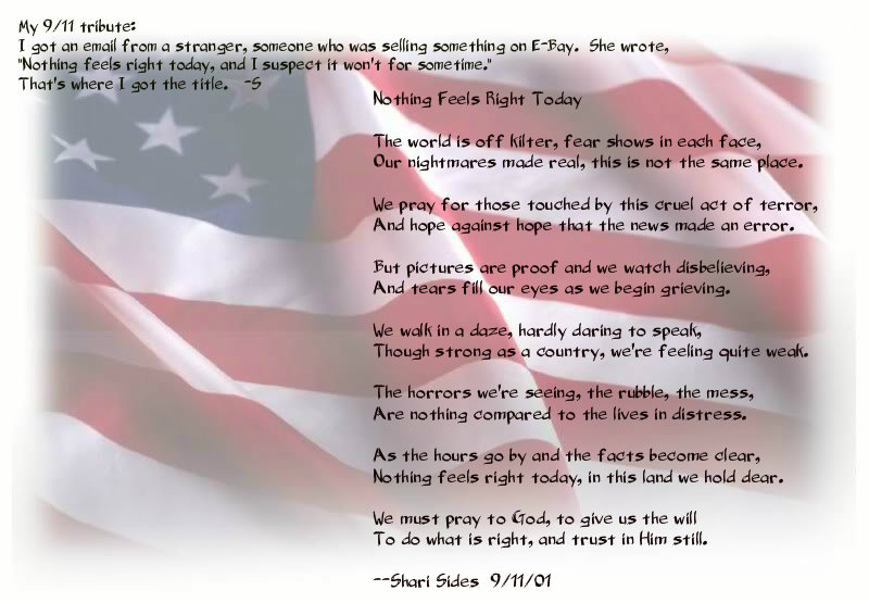 Nothing Feels Right Today - A 9/11 Tribute by Shari Sides