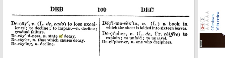 Local History London: What does 'decayed' mean?