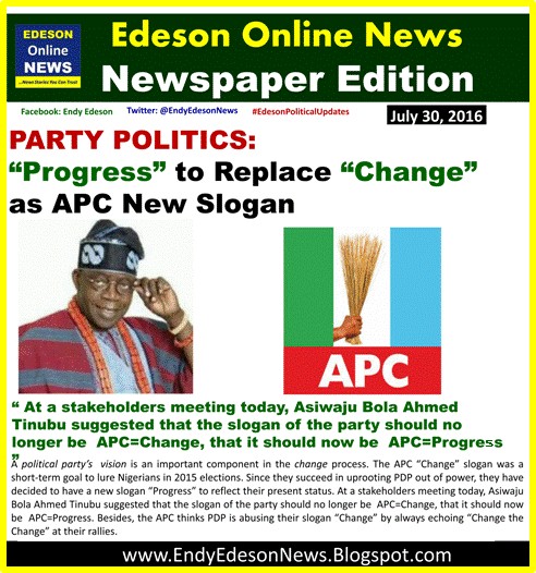 Edeson Online News: POLITICAL UPDATES: “Progress” to Replace “Change ...