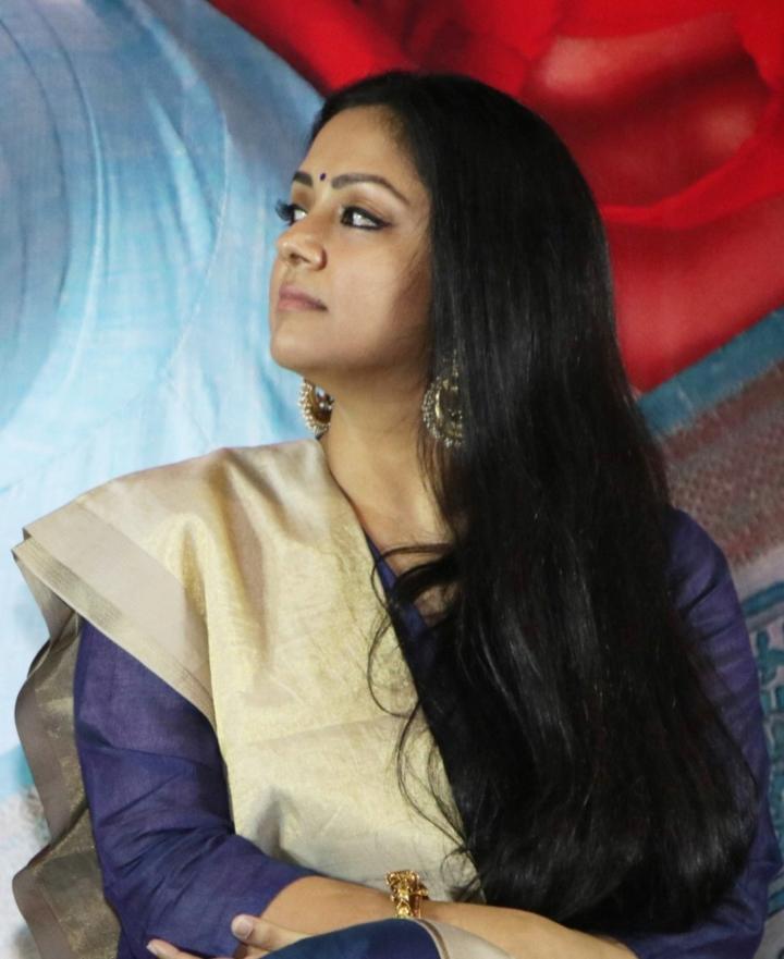 South Indian Girl Jyothika Long Hair In Blue Churidar At Tamil Movie ...
