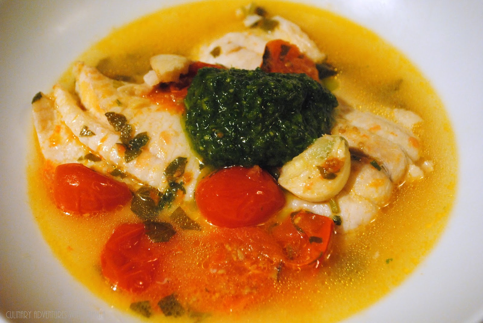 Pesce all’Acqua Pazza with Kale Pesto #Whole30
