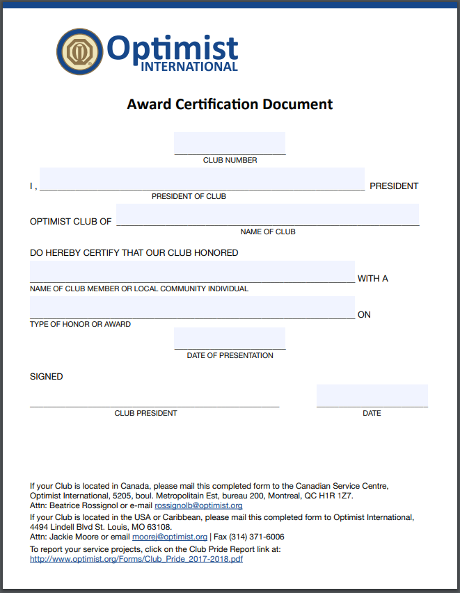 PNW District Optimist Clubs: 2018
