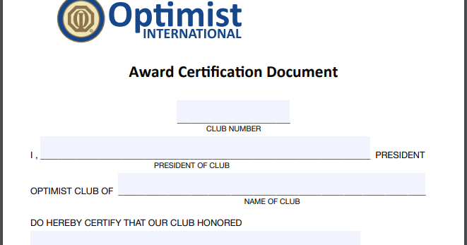 PNW District Optimist Clubs: Announce your Outstanding Optimist (please)