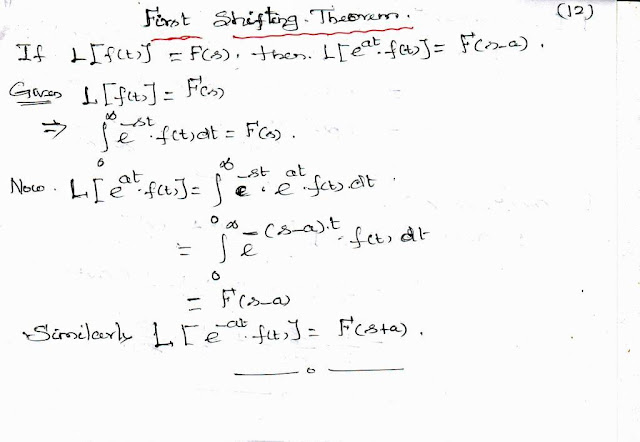 TPGIT - MATHEMATICS: Laplace transforms of standard functions-s -First Shifting theorem-Laplace ...