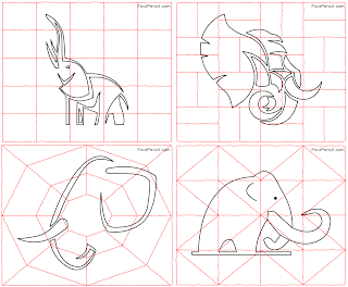 Four grid: Free printable Tusk grid line drawing worksheet/activity for ...