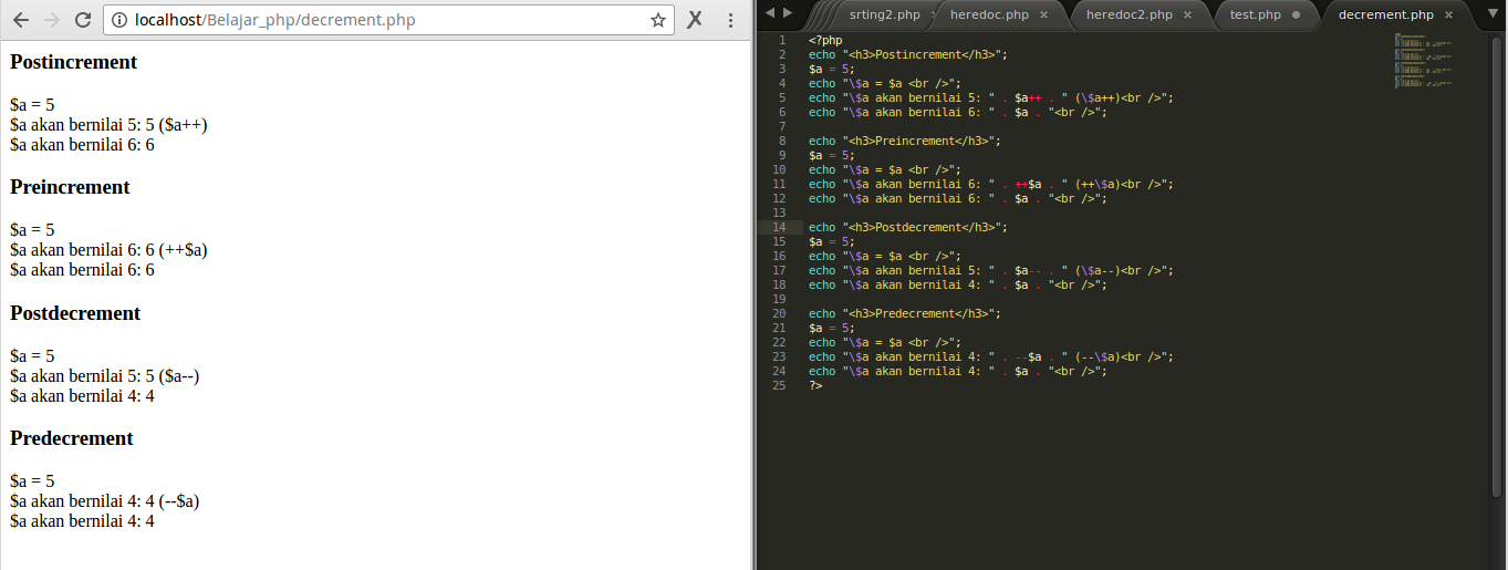 Belajar Php Part 18 Pengertian Dan Jenis Jenis Operator Increment Dan Decrement Php Blc Telkom