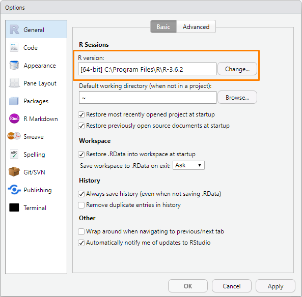 Nube de datos: Actualizar R usando RStudio