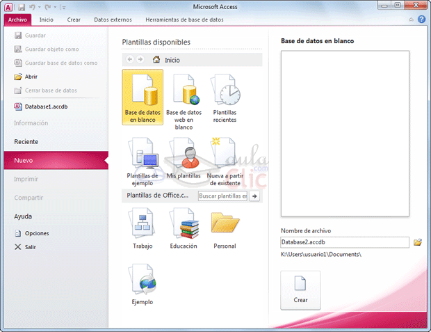 MICROSOFT ACCESS: ELEMENTOS BASICOS DE ACCESS 2010