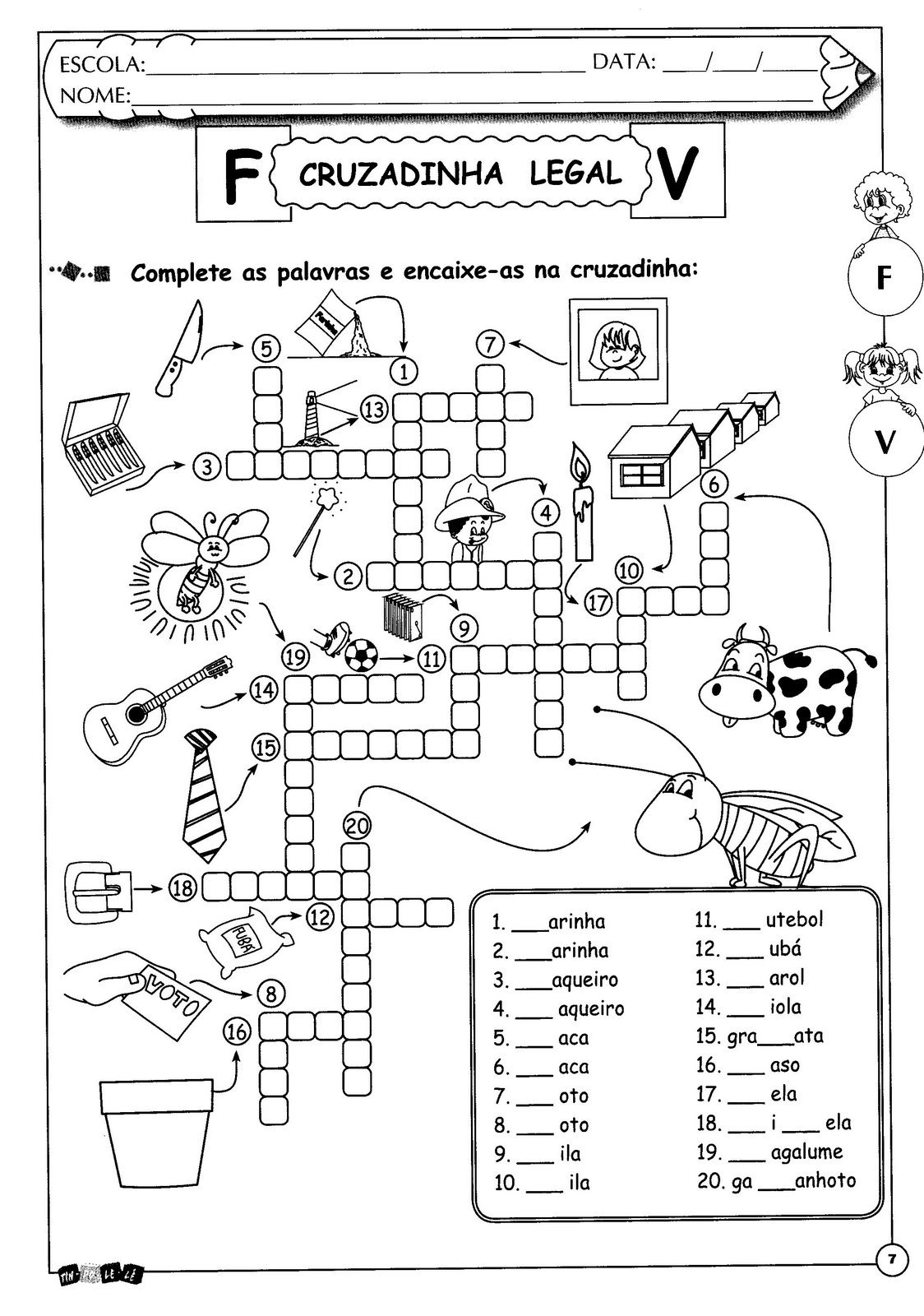 Dificuldades ortográficas F e V-Atividades
