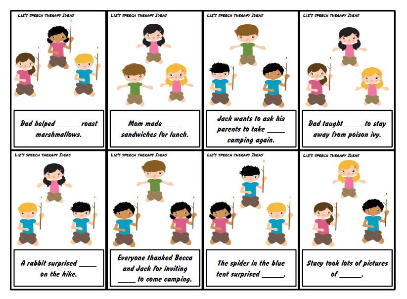 Liz's Speech Therapy Ideas: Camping with Pronouns!