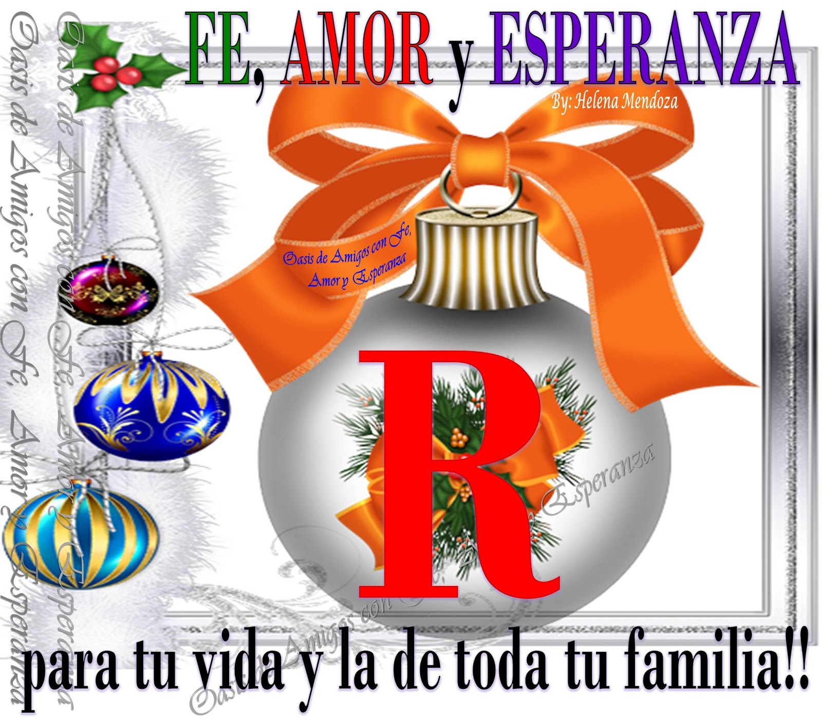 Iniciales Nombres y Más: Esfera Navideña con iniciales