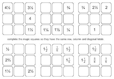 median Don Steward Magic Squares: fraction practice