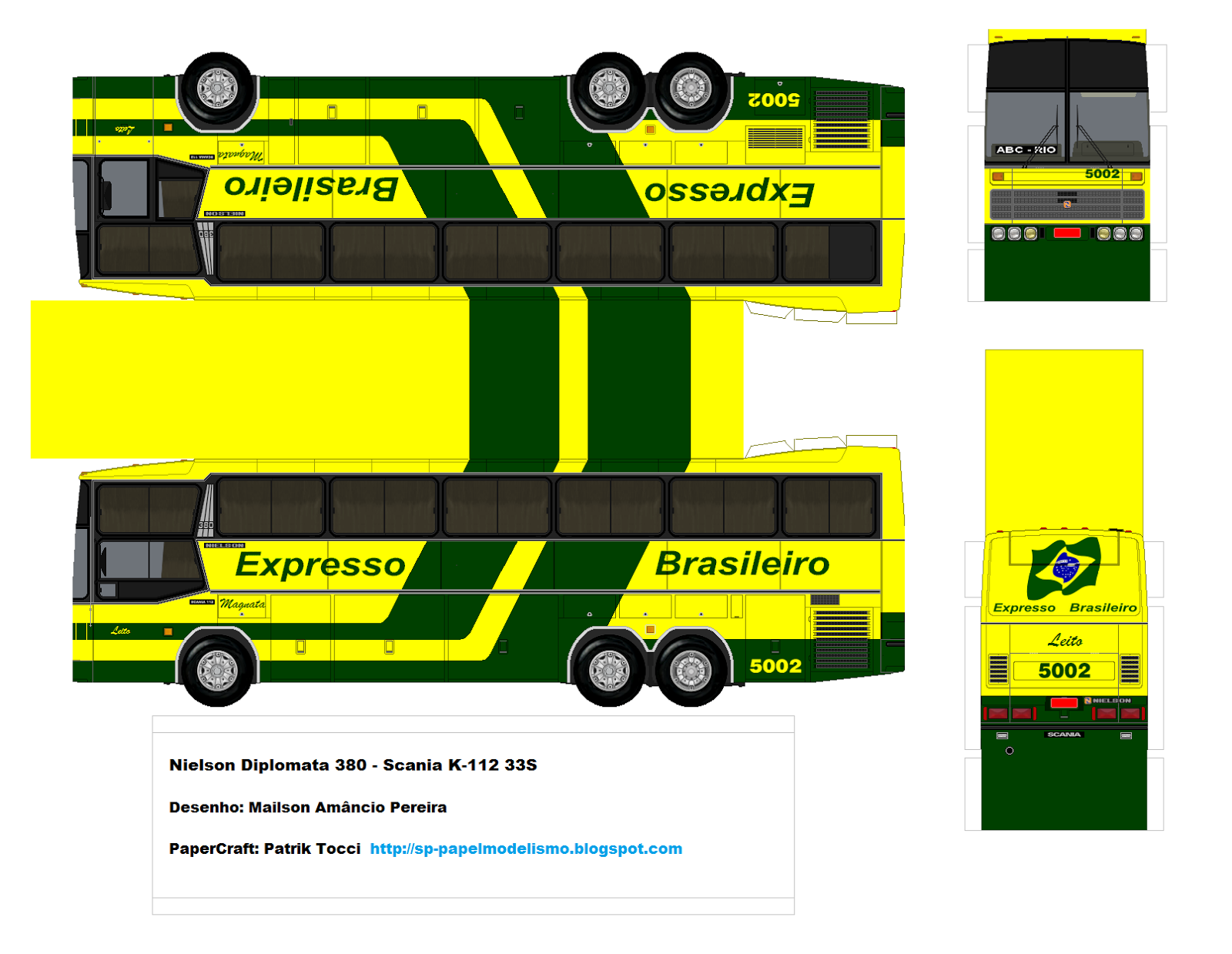 SP. Papel Modelismo: PaperCraft Ônibus Nielson Diplomata 380 - Scania ...