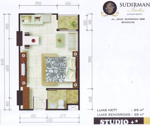 Apartemen Istana Group: Denah Type Studio Sudirman Suites Apartment