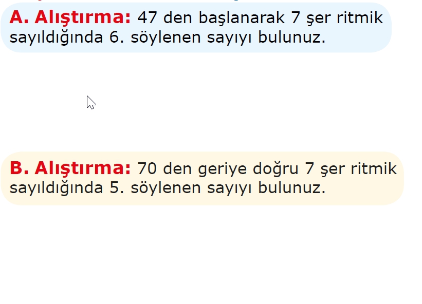 006 Altışar, yedişer ve sekizer ritmik sayma ve alıştırmalar - özeldersci