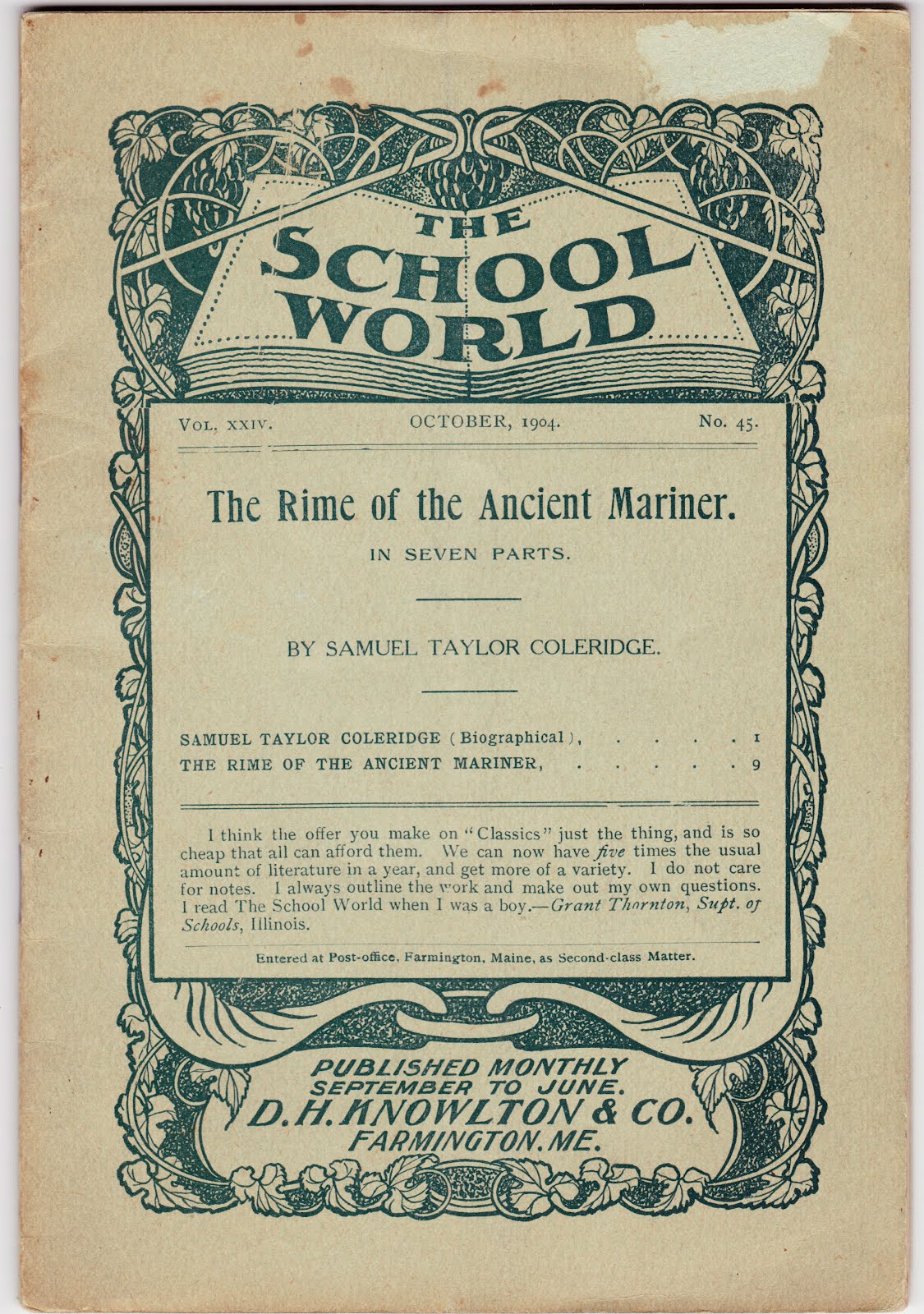 Papergreat: 1904 teachers' edition of "The Rime of the Ancient Mariner"