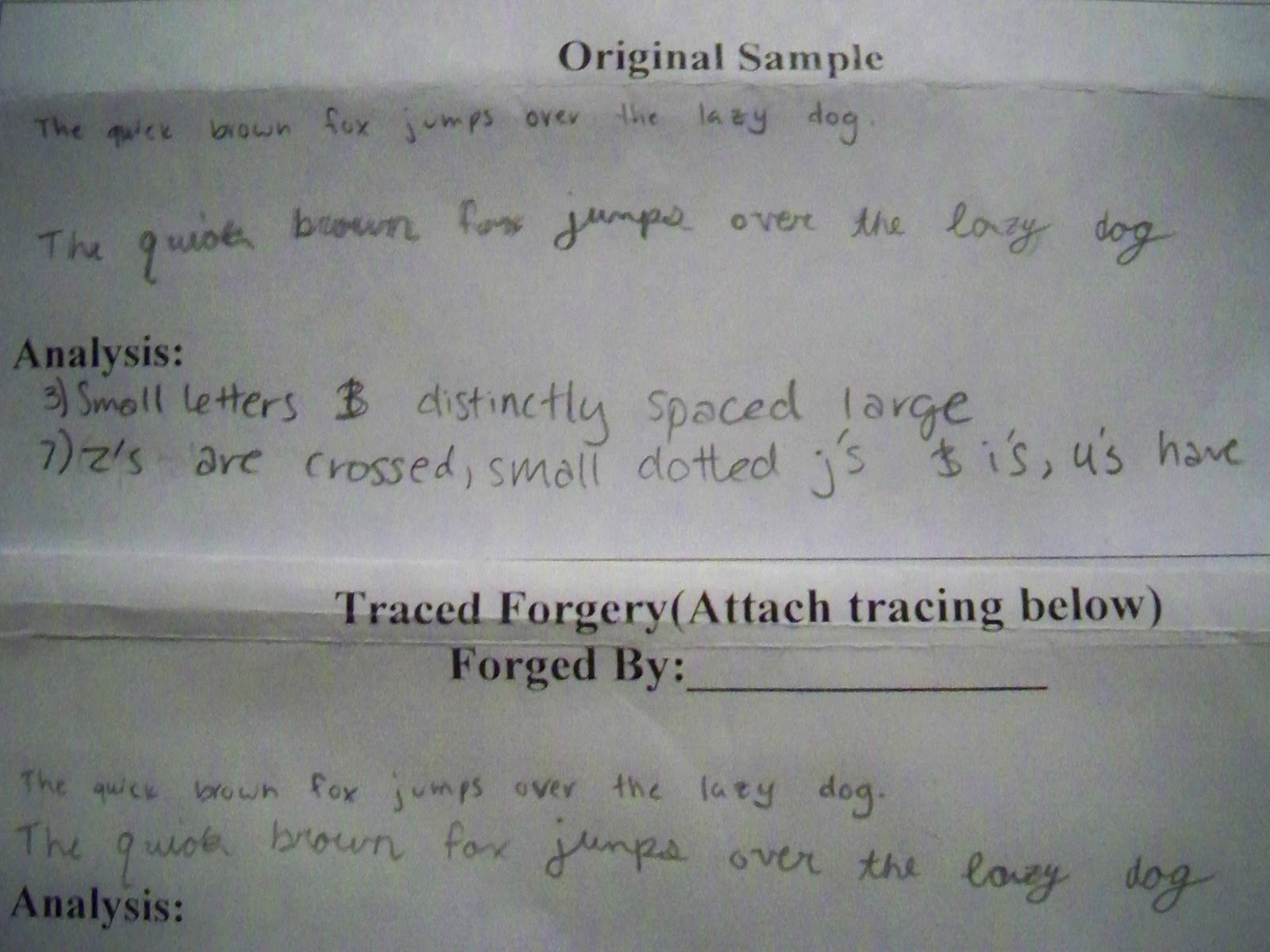 Forensics: Forensics Project Part III: Handwriting Analysis