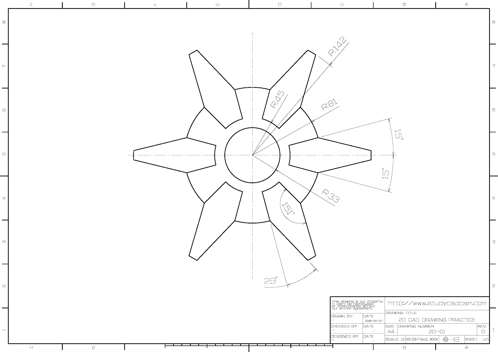 오토캐드연습도면(2D CAD DRAWING PRACTICE) 66 - STUDY CADCAM