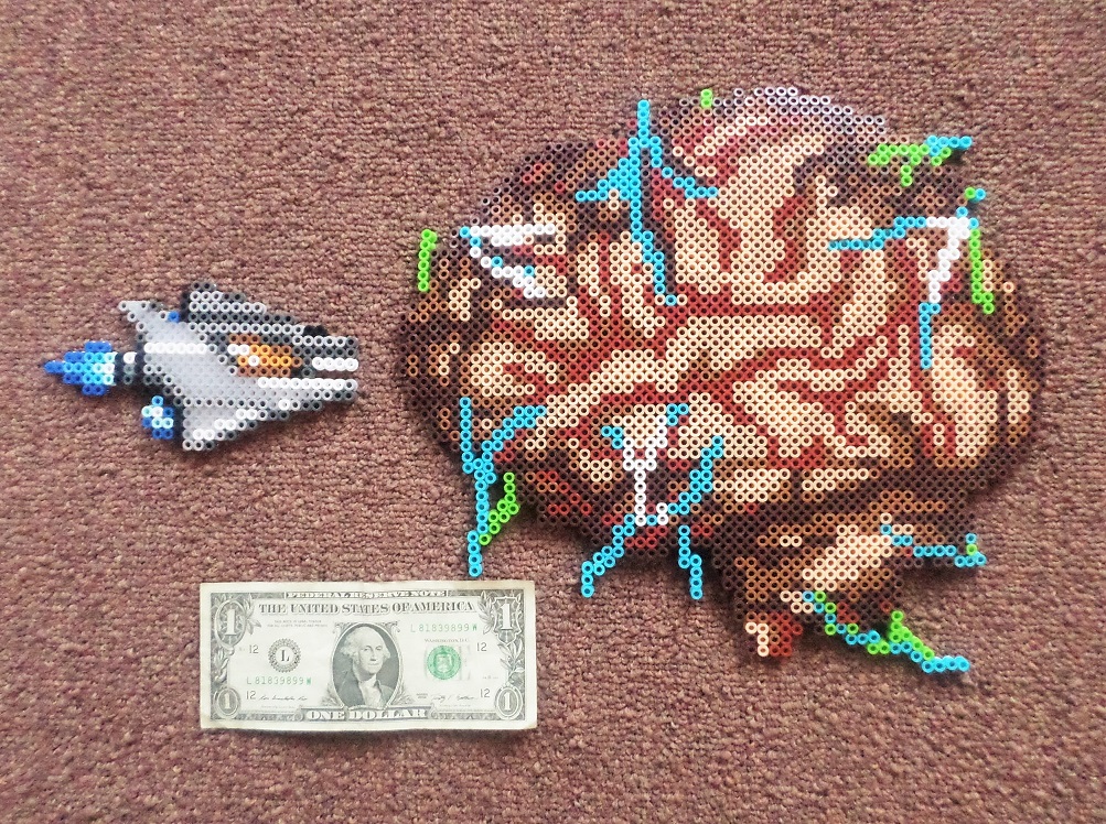 Long Black Fingers : Gradius And Xaerous Brain Perler Beads