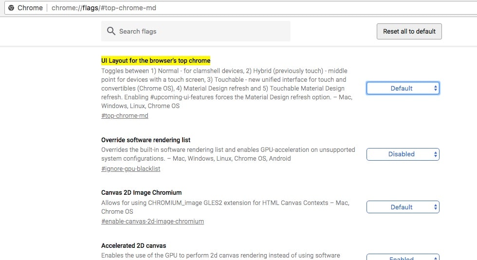 chrome69のUIデザインを前に戻す