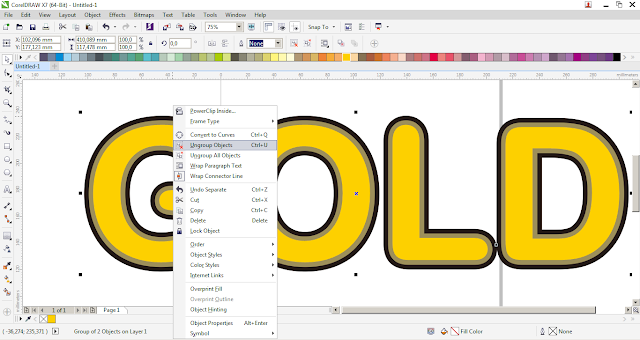Membuat Efek Emas Menggunakan Menu Contour dan Gradasi pada CorelDraw ...