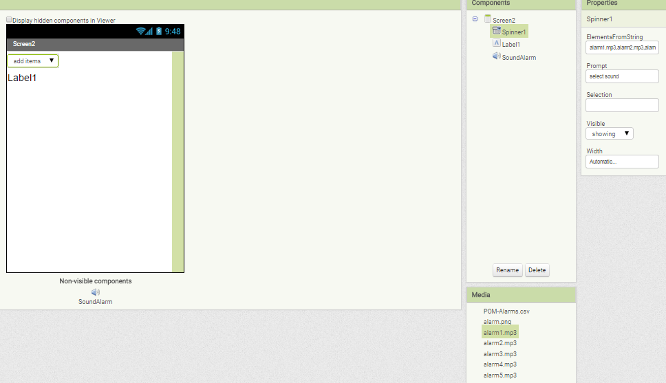 AI2 Inventor Forum News: Spinner name selection