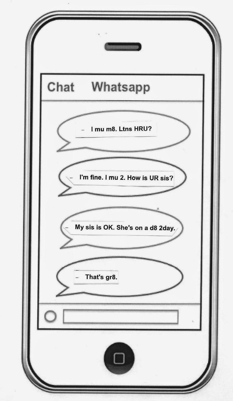 Click on: EXAMPLES OF TEXT-MESSAGES, WHATSAPPS & TWEETS
