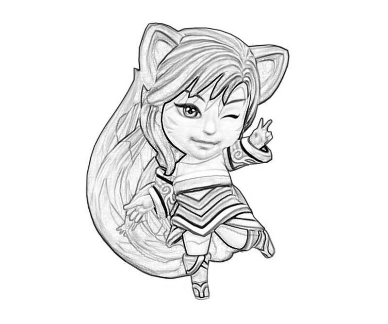 League Legends Ahri Sketch Coloring Page