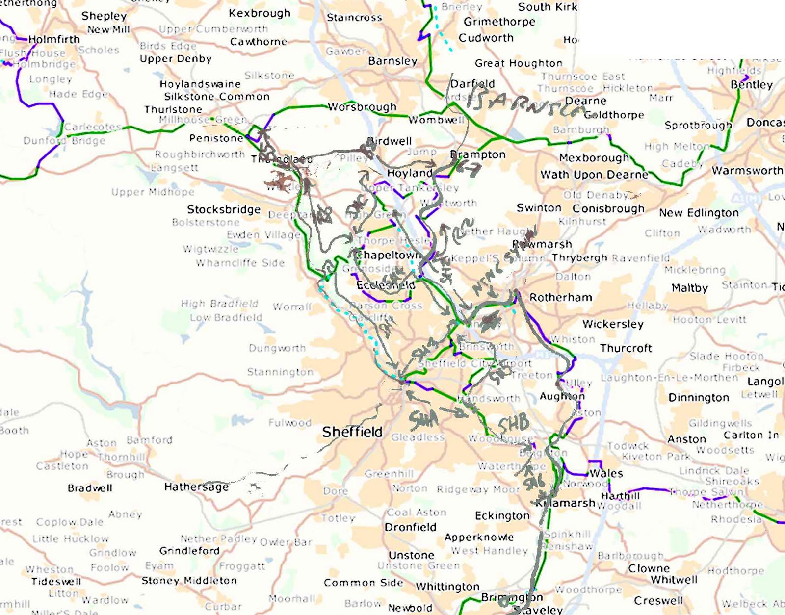 Sustrans Sheffield: Routes revision in Sheffield