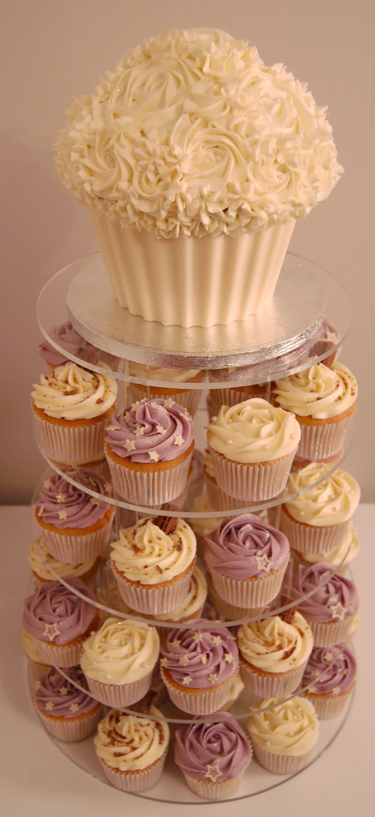 Little Paper Cakes: Cream and Lilac Wedding Cupcake Tower
