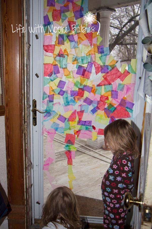Kid-Made Tissue Paper Stained Glass Window - Life with Moore Babies