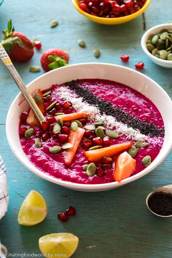 Blushing pink smoothie bowl