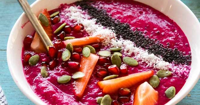 Blushing pink smoothie bowl