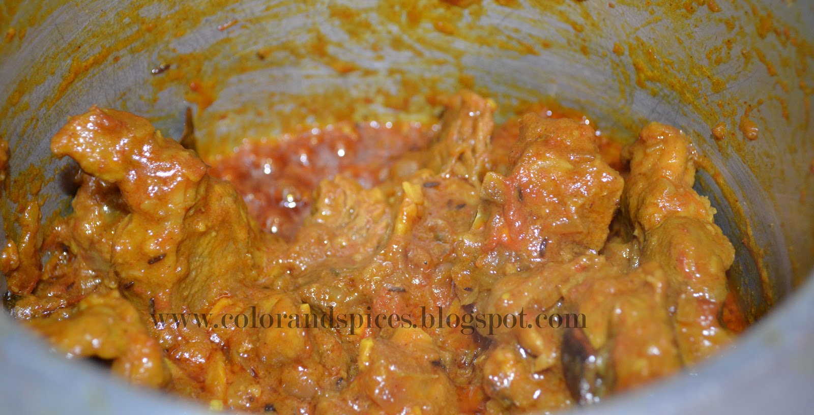 Color and Spices: Mutton curry