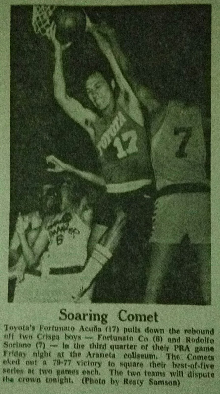 Crispa-Toyota: Game 20: Toyota 79, Crispa 77 (Dec. 12, 1975)