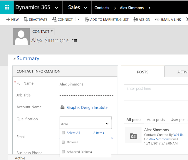 Dynamics 365 - CRM: Dynamics 365 - MultiSelect Option Set