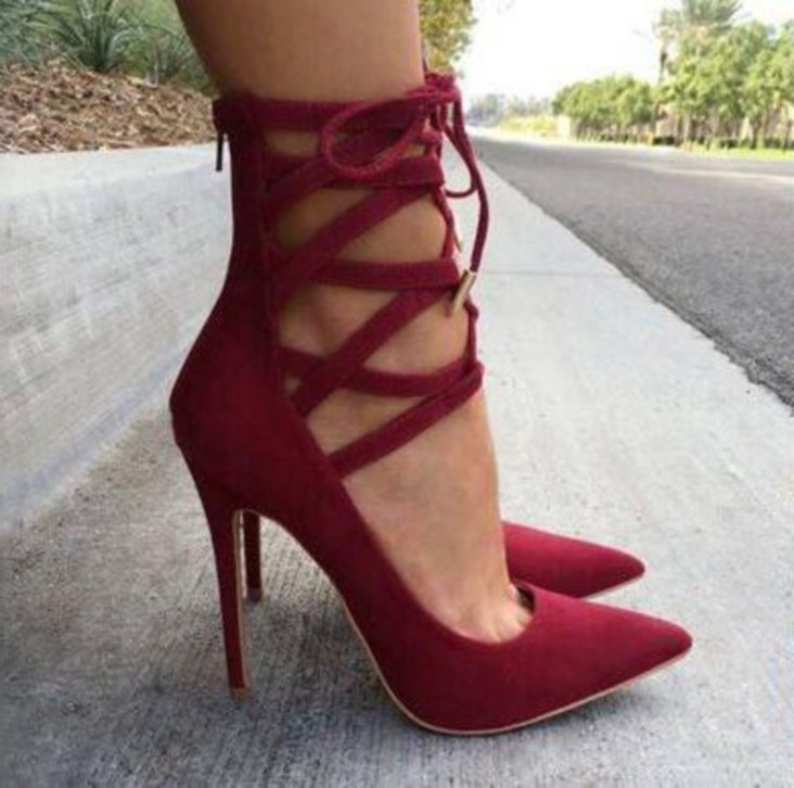 Burgundy Strappy Heels