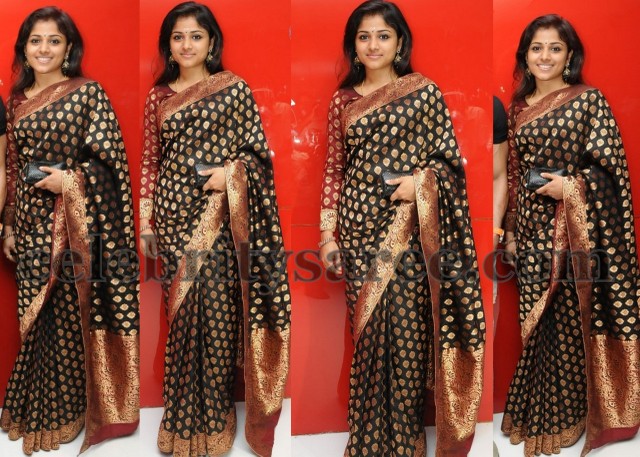 Santhini in Black Silk Saree - Saree Blouse Patterns