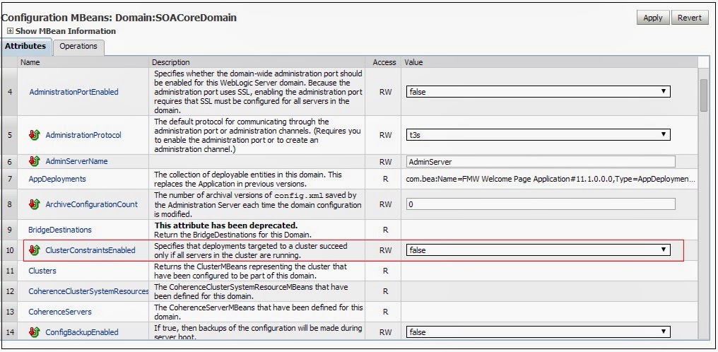 Enable the ClusterConstraints in weblogic server - Oracle SOA Suite 11g