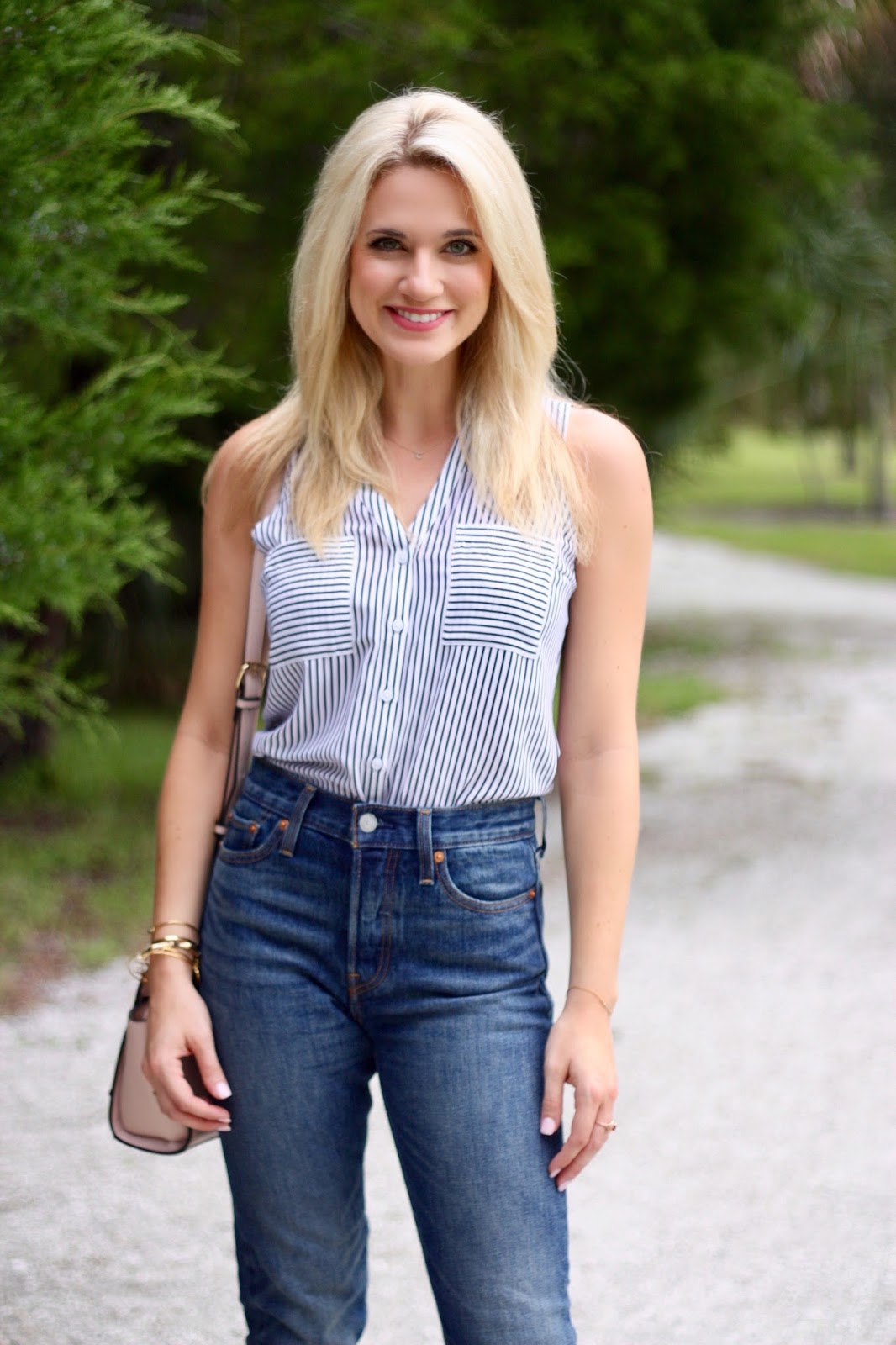 Stripes & High Waisted Denim - Candice Elaine