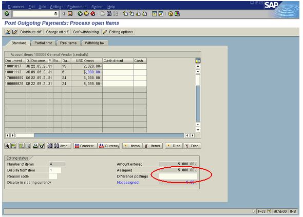 F-53 (Post Outgoing Payment) - SAP